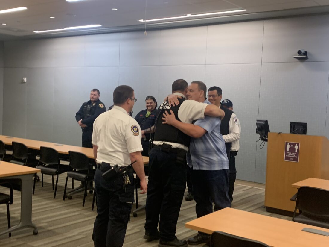 Man returns to hospital to thank first responders for saving his life ...
